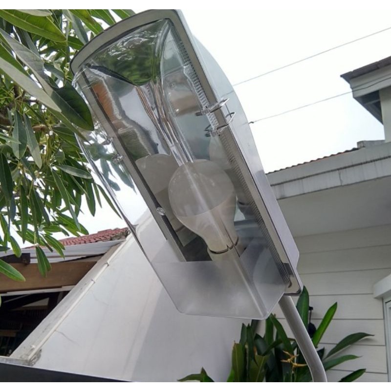 Jual Kap Lampu Jalan PJU Waterproof LED Outdoor fitting E27 + Tiang Kabel | Shopee Indonesia
