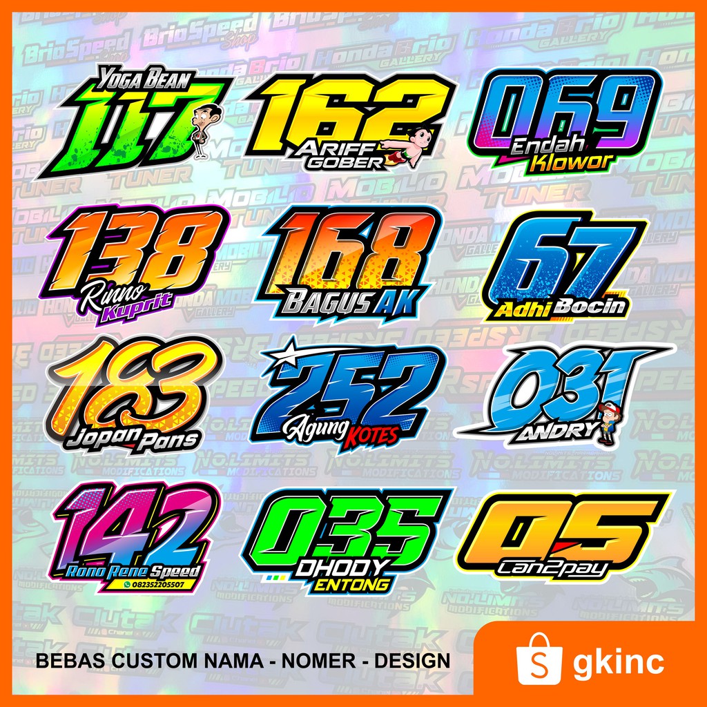 Jual STICKER NOMOR START RACING BEBAS DESIGN BAHAN PUTIH HOLOGRAM ...