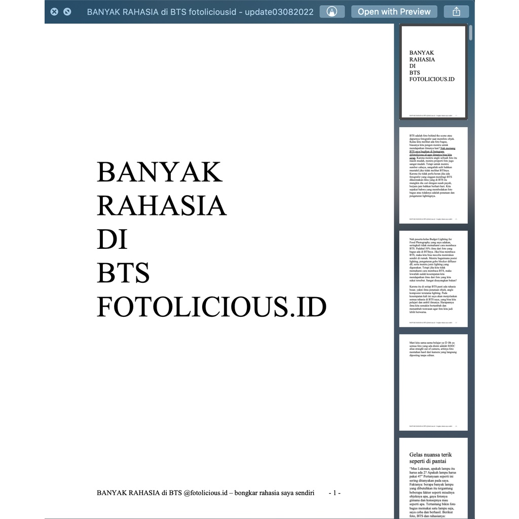 Jual Buku No 1 versi cetak BANYAK RAHASIA di BTS fotolicious | Shopee Indonesia