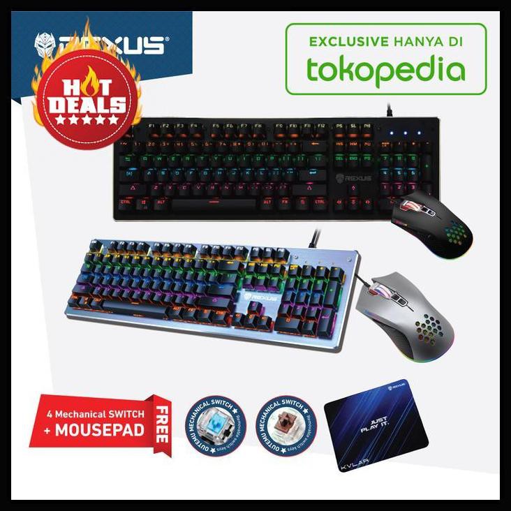 Jual Rexus Keyboard Mouse Gaming Warfaction Vr5 Combo Mechanical ...