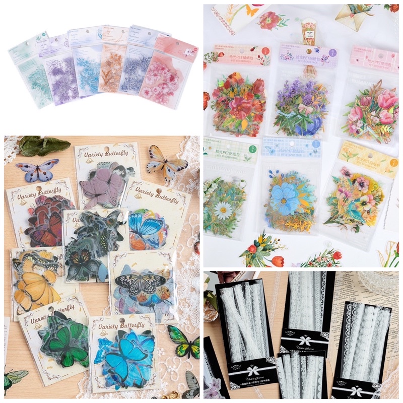 Jual 10pc sticker bahan PET for scrapbook journal journaling bujo ...