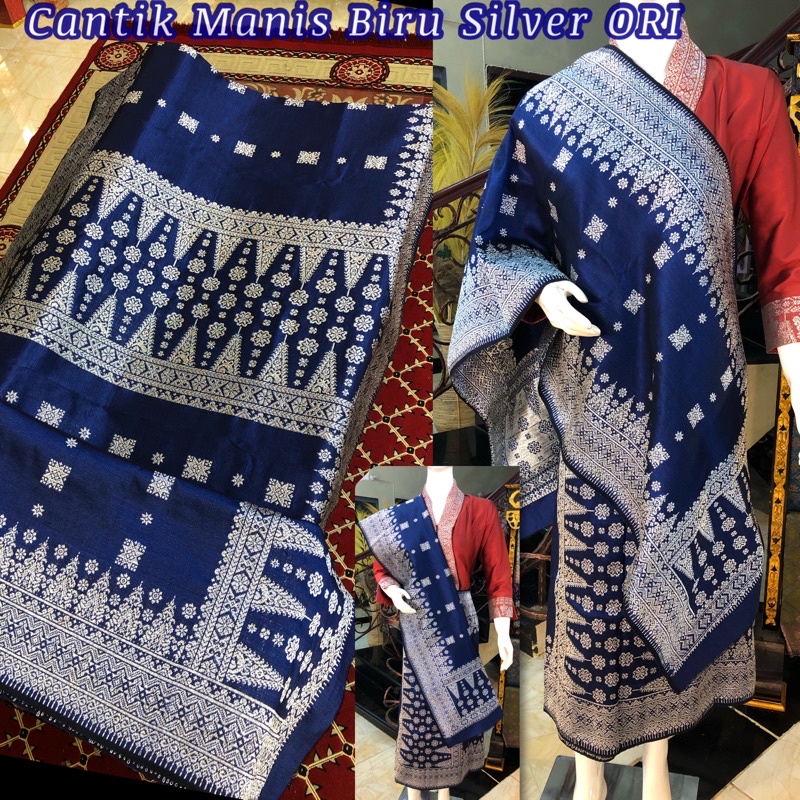 Jual TERLARIS Songket Cantik Manis Exclusive Biru Silver/Songket Tenun Palembang asli Tenun ...