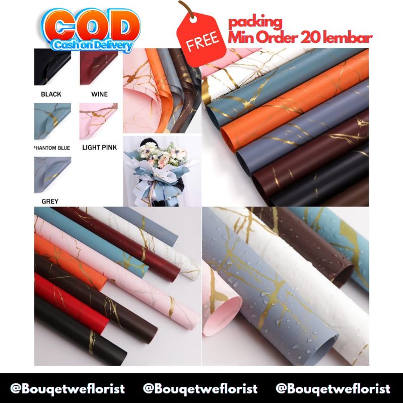 Jual 20 LEMBAR KERTAS CELLOPHANE GOLDEN MARBLE/KERTAS WRAPPING PAPER ...
