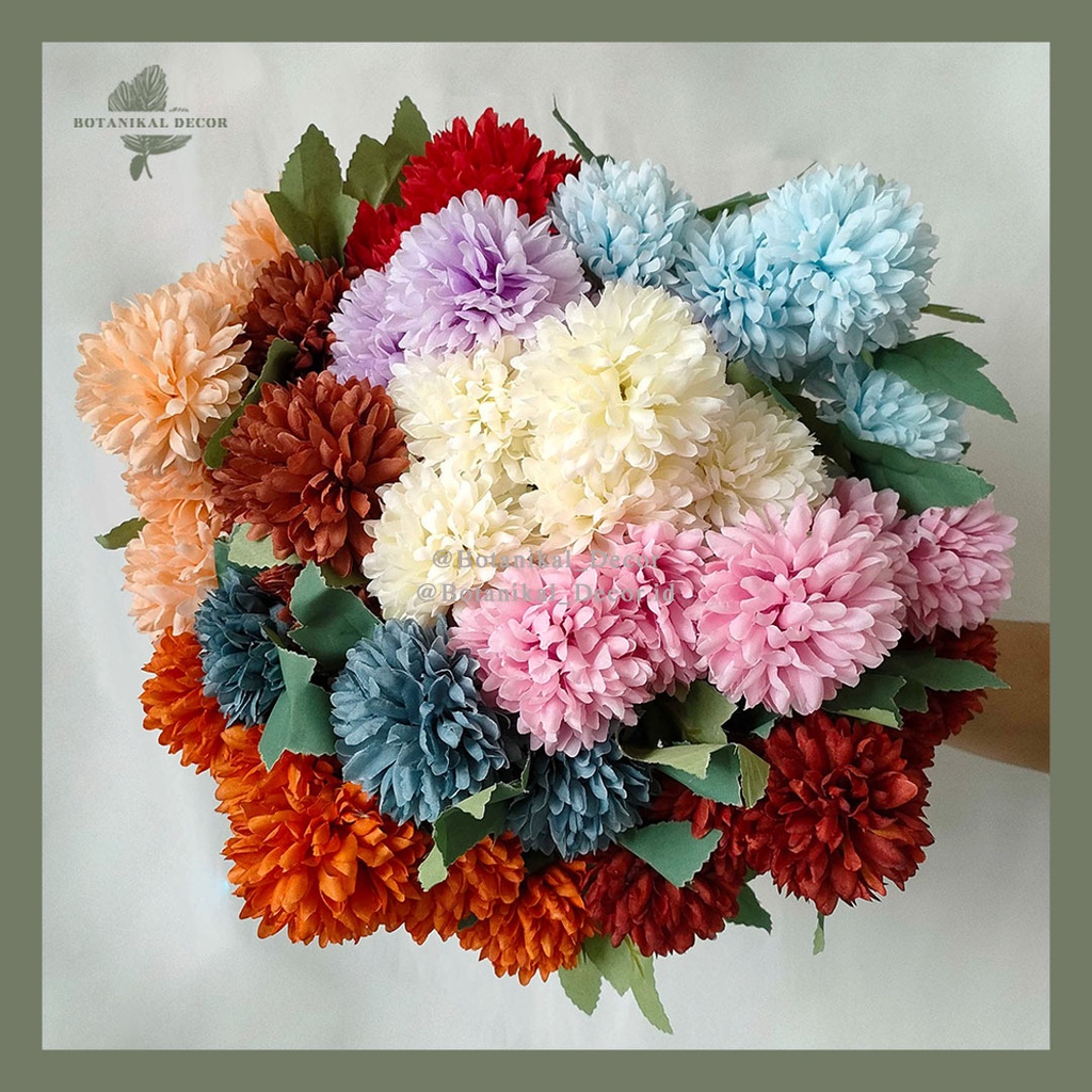 Jual Artificial Flower Pompom Mum Dandelion Premium Bunga Palstik Bunga ...