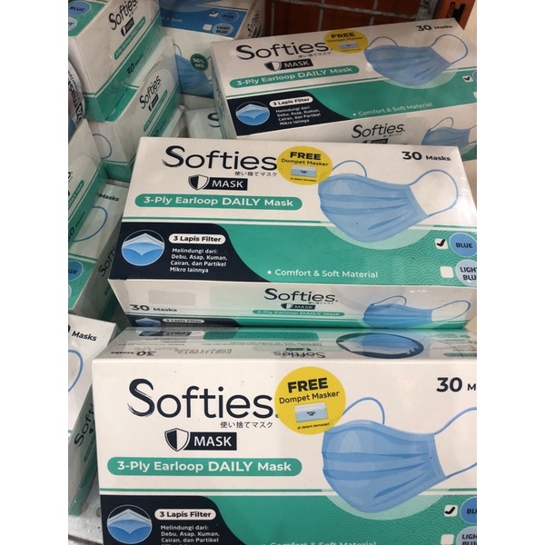 Jual Masker Softies Daily mask & Surgical Hijab mask Pink 1pack isi 30 ...