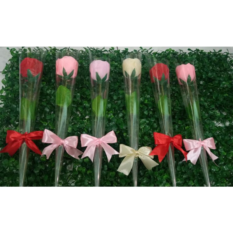 Jual buket bunga mawar satu tangkai bunga plastik singgle buket mawar ...