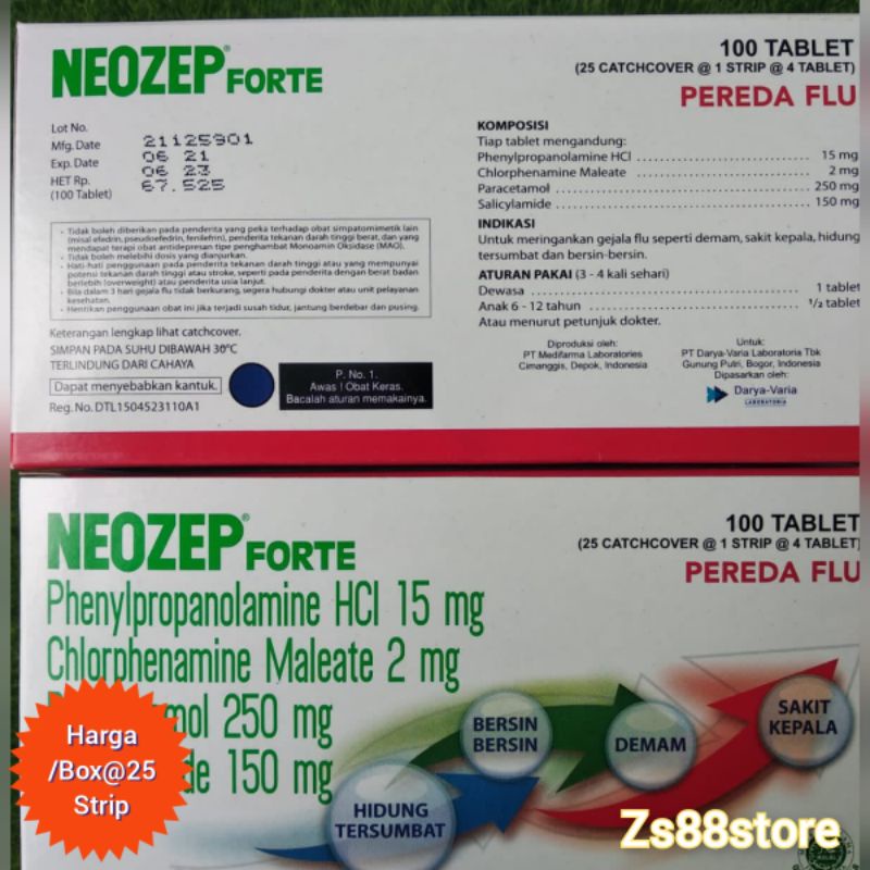 Jual Neozep Forte Tablet 1 Box @ 25 Strip | Shopee Indonesia