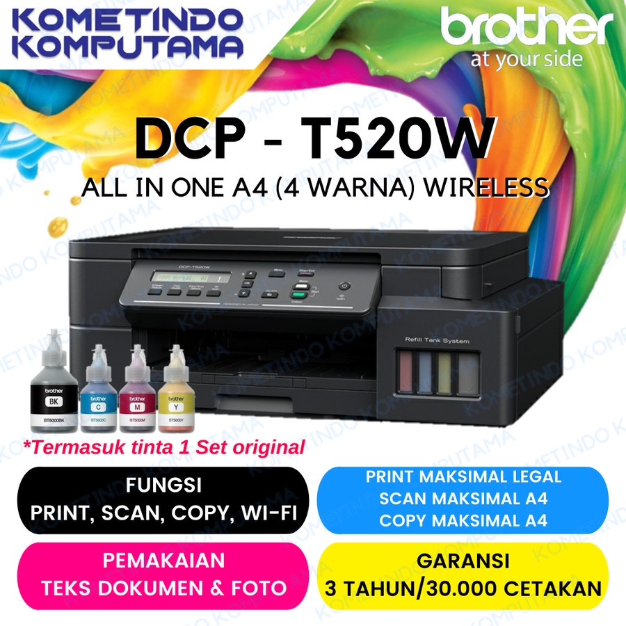 Jual DCPT520W (Print, Scan, Copy, Wi-Fi Direct) - Printer Brother DCP-T520W InkTank Wireless ...