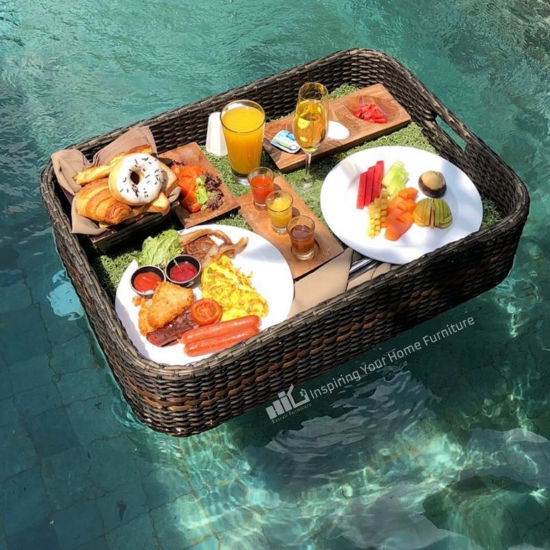 Jual Rectangular Floating Tray 60.45cm Dark Brown Export Quality Floating Breakfast Tray Nampan ...