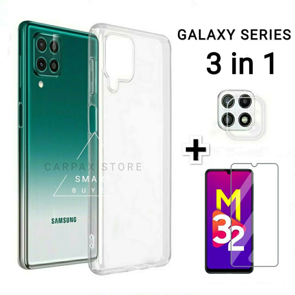 Jual PAKET 3in1 SAMSUNG M32 Case Clear + Tempered Glass Clear + Anti ...