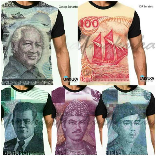 Jual Kaos tshirt 3d model uang suharto sukarno original keren premium ...
