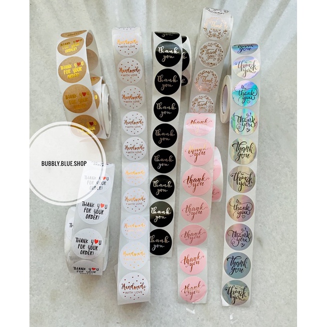 Jual 30 pcs stiker (3,8cm) label thank you handmade with love untuk ...