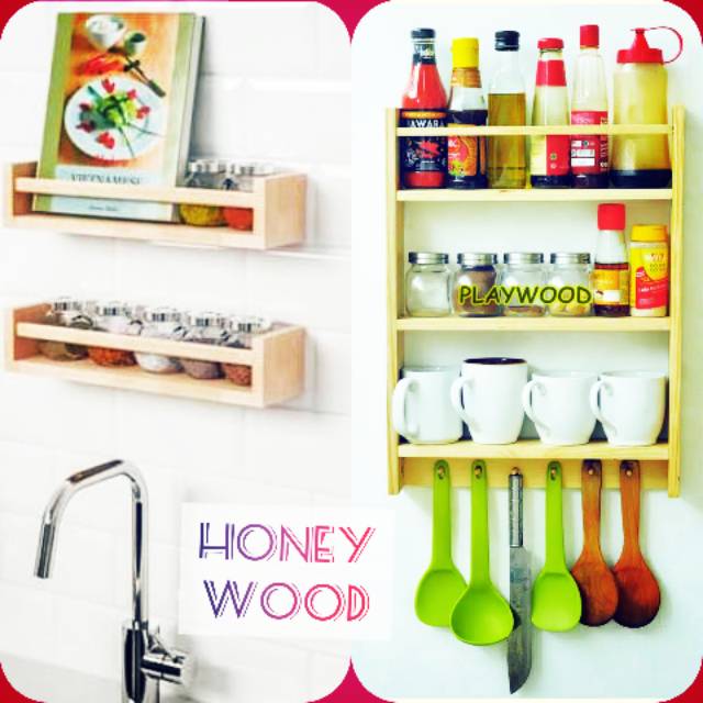 Jual Rak hambalan pajangan bumbu kayu susun | Shopee Indonesia