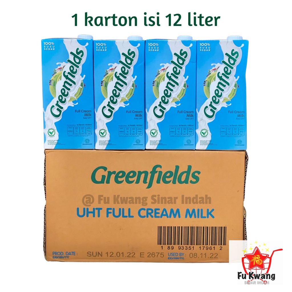 Jual Greenfields Greenfield Green Field Fields UHT Full Cream 1 karton ...