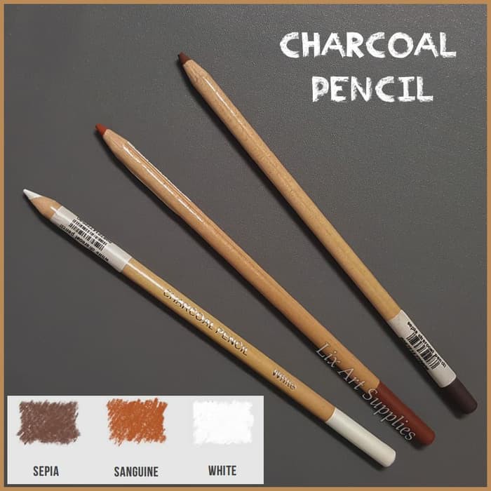 Jual Charcoal Pencil White / Sanguine / Sepia (Pensil Charcoal / Pensil ...