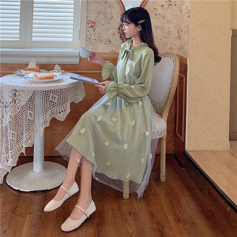 Jual Gaun wanita bahan tile bunga gaya musim semi versi Korea baru ...