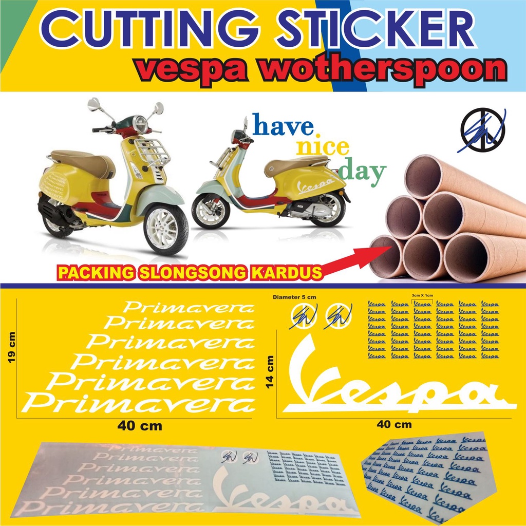 Jual Stiker 1 Set Vespa Wotherspoon Cutting Sticker Primavera LX Clasic ...