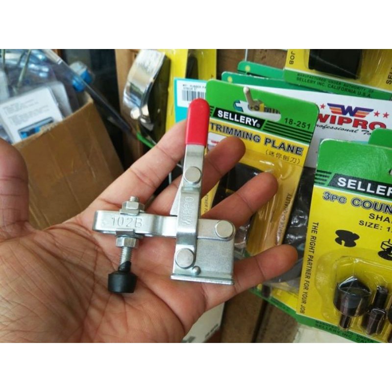 Jual Klem Jepit Kayu 100kg Vertical Toggle Clamp Handle Karet TCV-906 ...