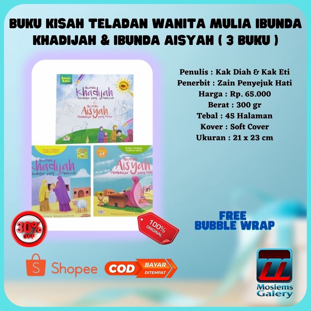 Jual Buku Kisah Teladan Wanita Mulia Ibunda Khadijah & Ibunda Aisyah ...