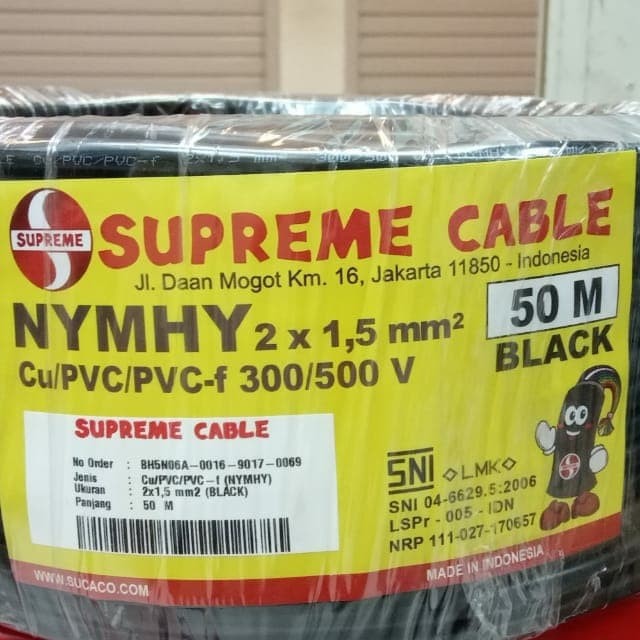 Jual SUPREME Kabel SERABUT NYYHY/NYMHY 2x1,5 mm 50 meter | Shopee Indonesia
