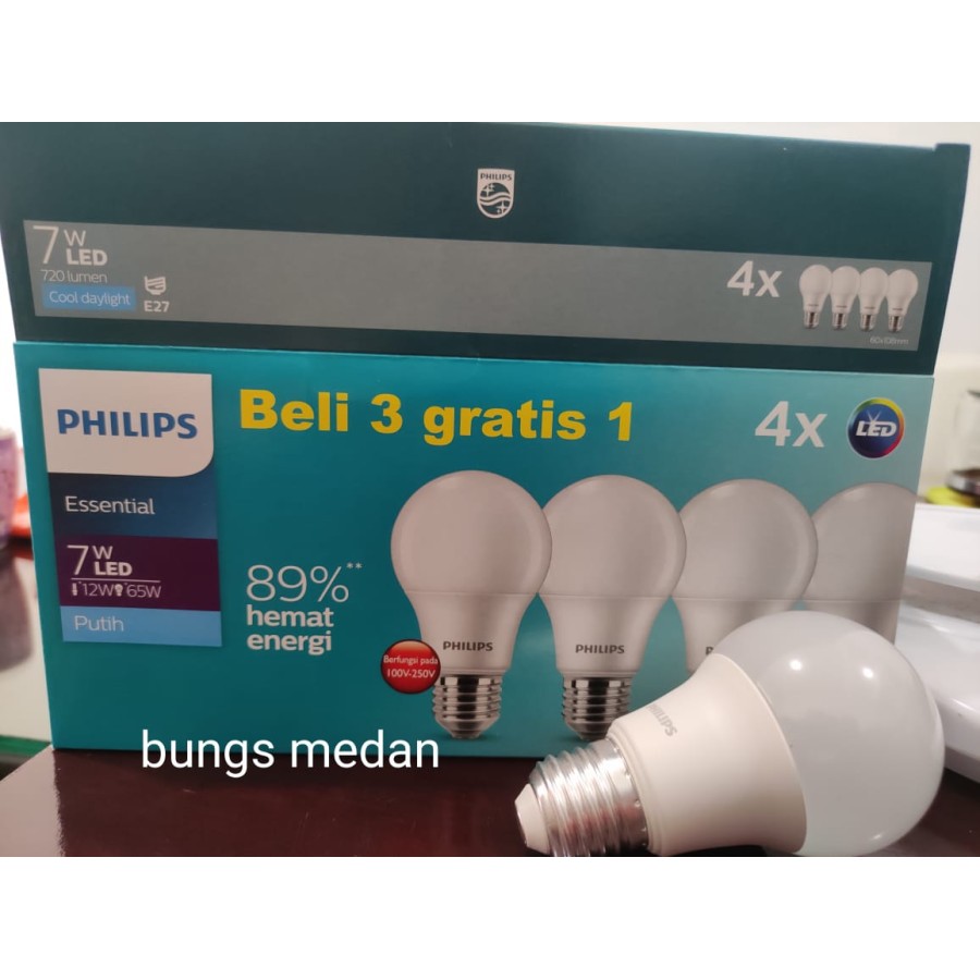 Jual LAMPU LED PHILIPS 7W BULB ESSENTIAL PUTIH 7 WATT 7WATT 7 W TANPA ...