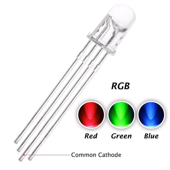 Jual LED RGB 5mm Common Cathode 4 Pin Tri Color Transparant Katoda 4p p ...