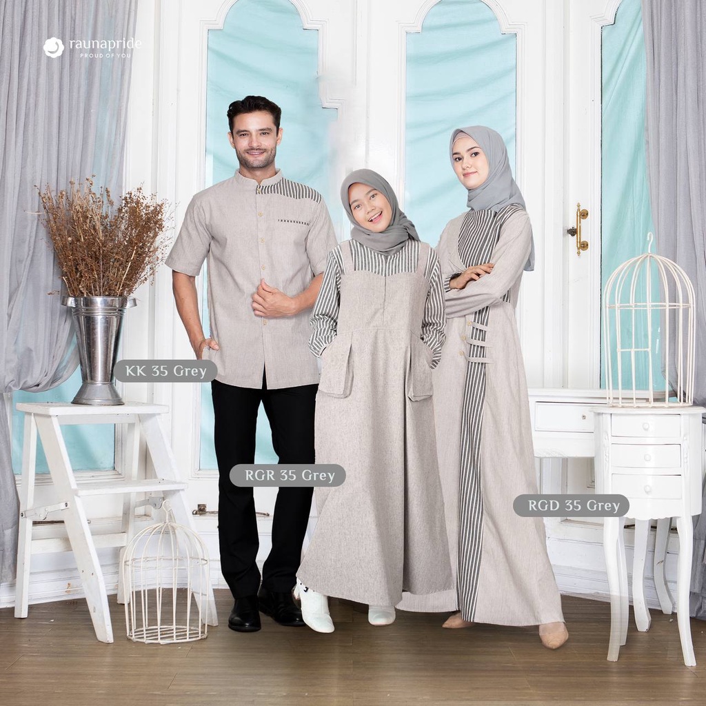 Jual Gamis katun rauna rgd rkk rgr 35 grey / baju muslim / sarimbit ...
