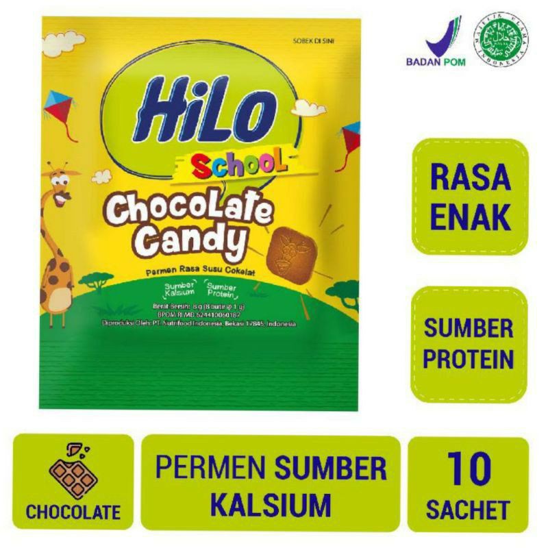 Jual Hilo School Chocolate Candy Permen Coklat renceng isi 10 bungkus ...