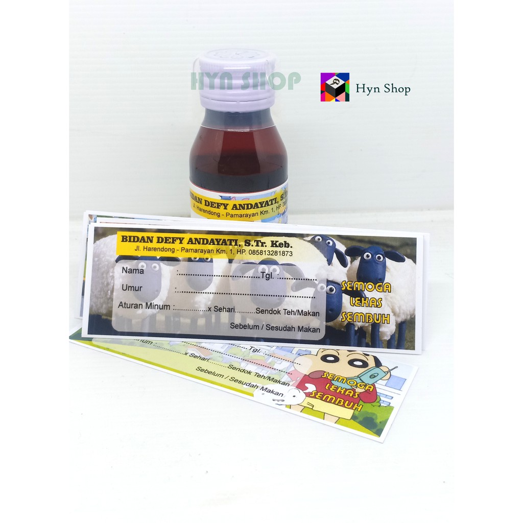 Jual STICKER LABEL SIRUP KARAKTER TAHAN AIR ISI 100 PCS | Shopee Indonesia