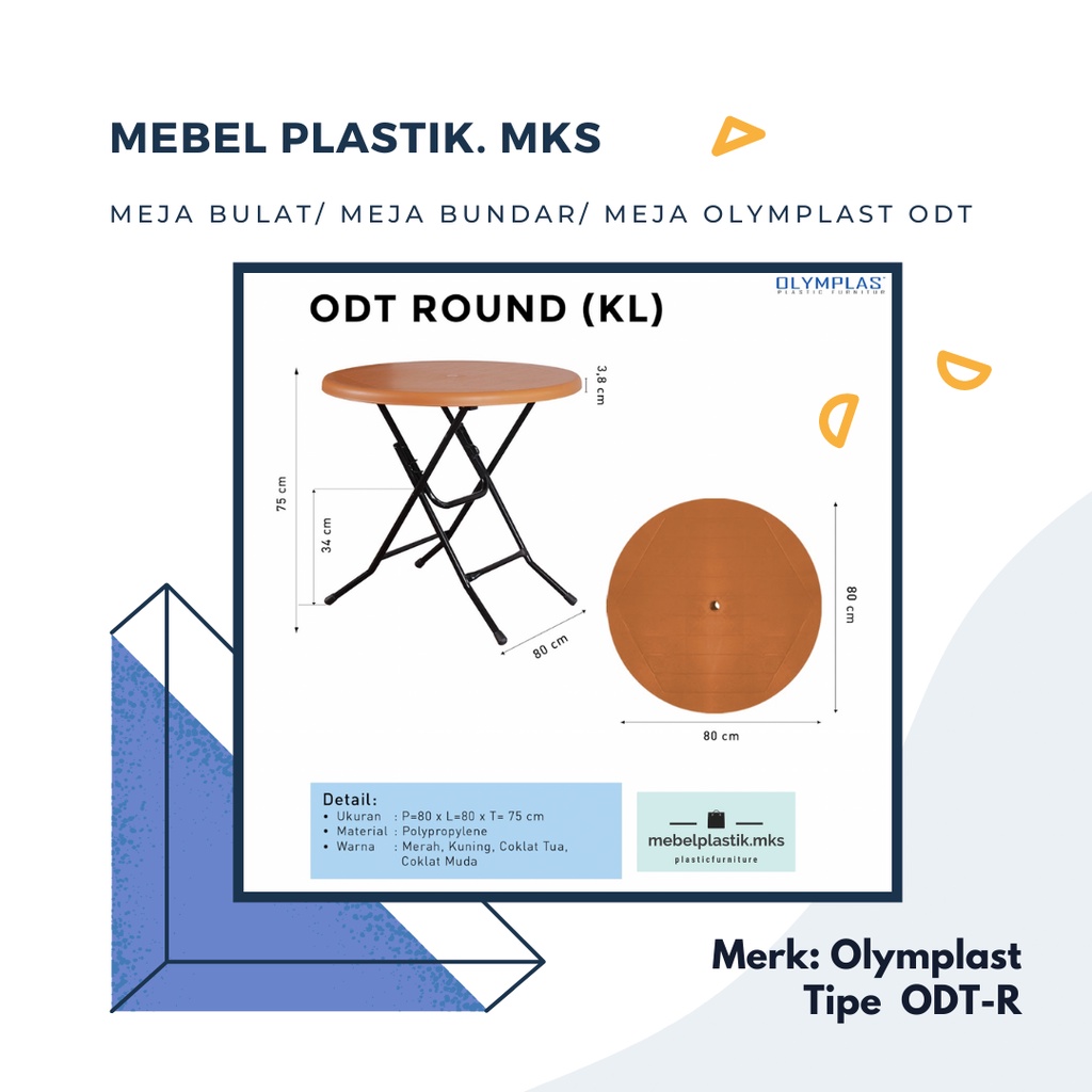 Jual Meja Bulat Kaki Lipat Bahan Kayu Meja Bundar Meja Olymplast Odt Round Meja Pantai Meja