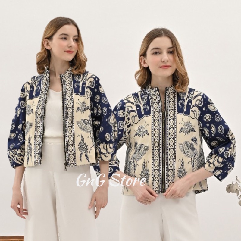 Jual Outer Batik 135 HT Navy/ Jaket Bomber Batik/ Luaran Batik | Shopee ...