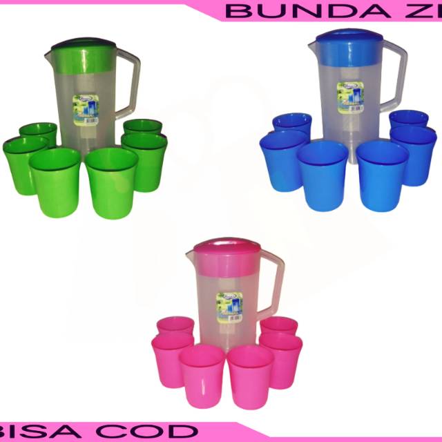 Jual Teko hawaii 7 set / Hawaii Sasaki Picnic Set Gelas Eskan / Eskan ...