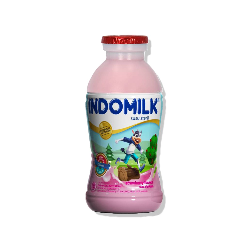 Jual Indomilk Susu Botol Stroberi 190 ml X 4 Pcs | Shopee Indonesia