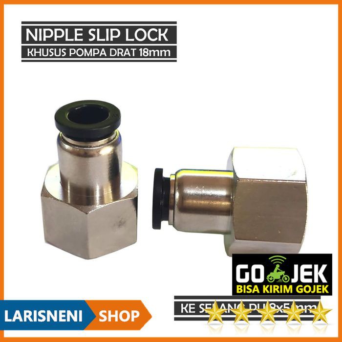 Jual LARIS NIpple Slip Lock Konektor Pompa DC Drat 18mm ke Selang 8mm ...