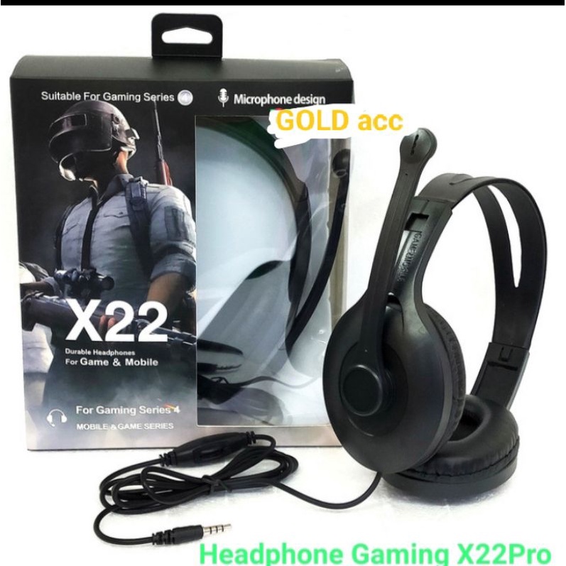 Jual Headphone gaming hp + microphone headset X22pro X5 X14 handsfree ...