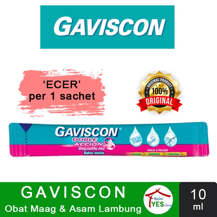 Jual Ecer Gaviscon Liquid Sachet - Double Action Obat Maag dan Asam ...