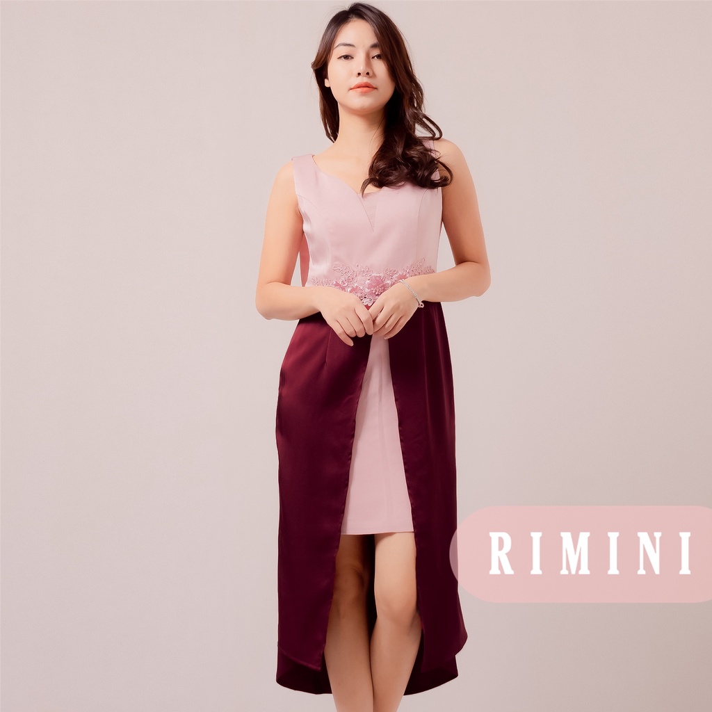 Jual RIMINI - Dress Wanita Gaun Pesta Mewah Glosy Gold Putungan Ziper Slit S-L - Bella Slit ...