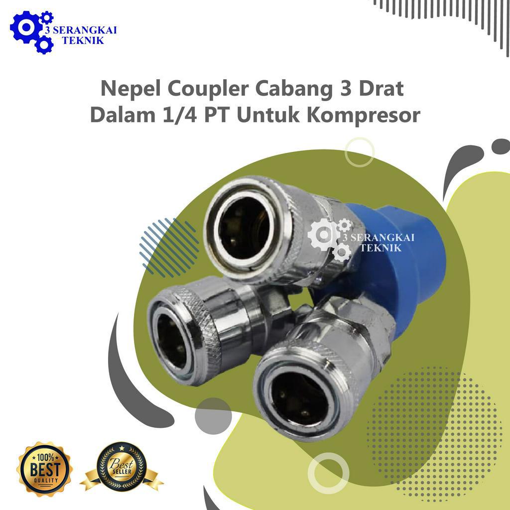 Jual Nepel Coupler Cabang 3 Drat Dalam 1/4 PT Untuk Kompresor | Shopee ...