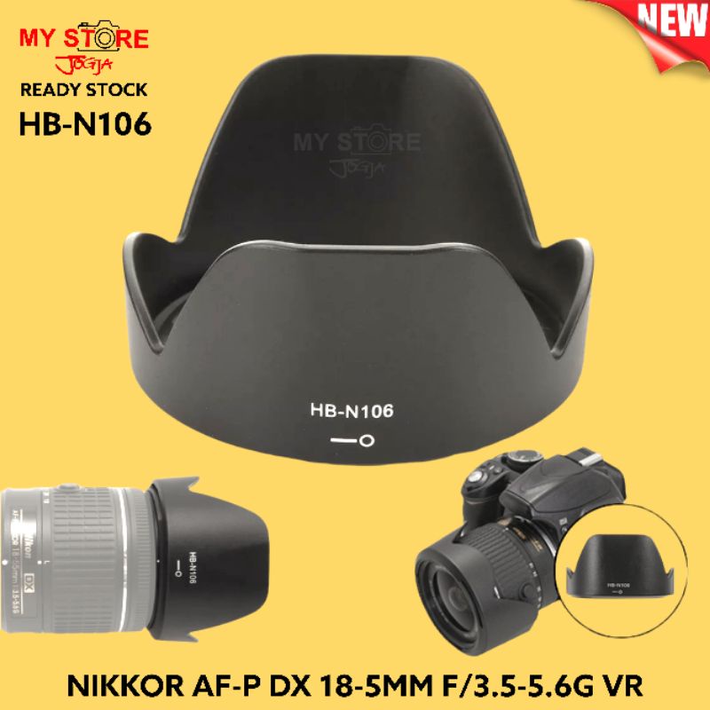 Jual Lens Hood HB-N106 Tudung Lensa Nikon 55mm Nikkor AF-P DX 18-55mm f3.5 G VR D5600 D3400 ...