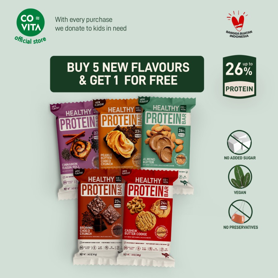 Jual Covita Healthy Protein Bars - New Flavors - Bundle Beli 5+1 Gratis ...