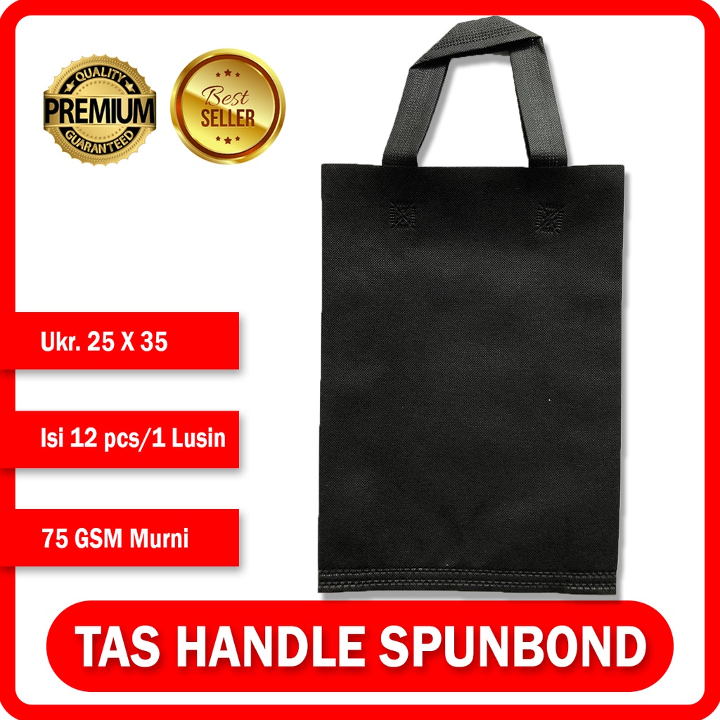 Jual Souvenir Tas Press Goodiebag Spunbond Handle - Hitam 25CM x 35CM ...