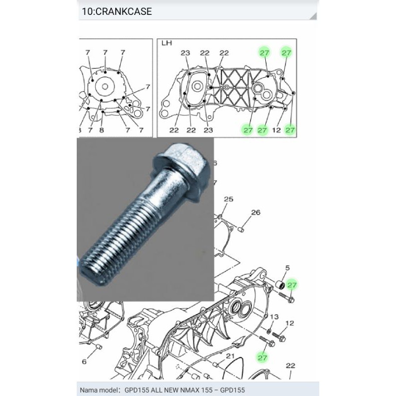 Jual BOLT FLANGE DEEP RECESS NEW NMAX N-MAX AEROX PART ORIGINAL YAMAHA ...