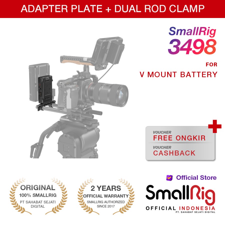 Jual SmallRig V Mount Battery Adapter Plate (Basic Version) with Dual ...