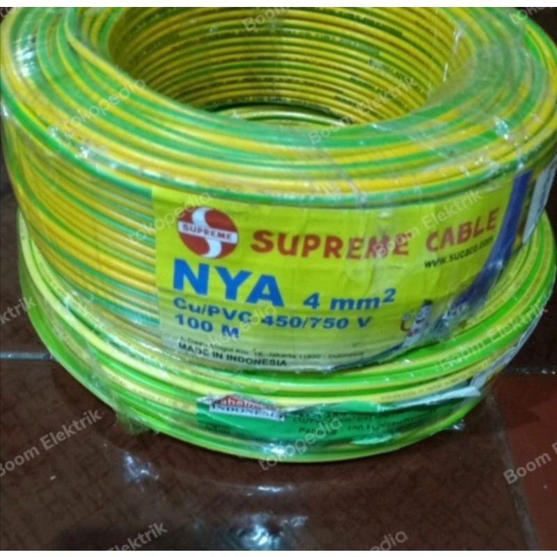 Jual Kabel NYA Grounding 4mm Kuning Hijau 100 Meter Supreme | Shopee Indonesia