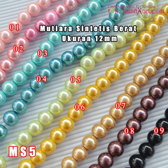 Jual Ms5 Mutiara Sintetis Bulat Ukuran 12 1 String 20cm | Shopee Indonesia
