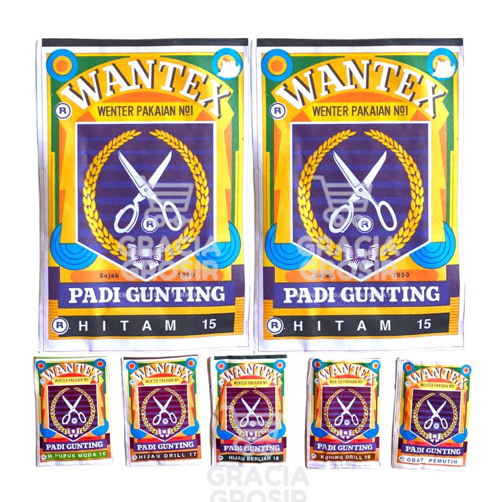 Jual WANTEX GUNTING Pewarna Pakaian Kain Wenter Cap Padi Gunting ...