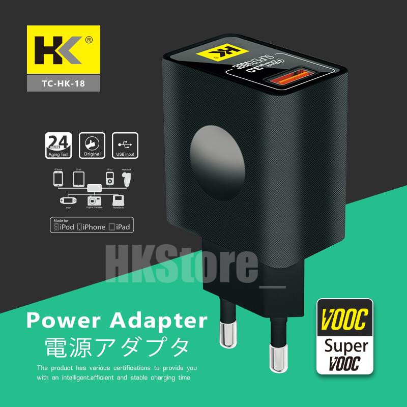 Jual HK Charger Handphone TC-D18 Super VOOC Fast Charging 3.0 4A ...