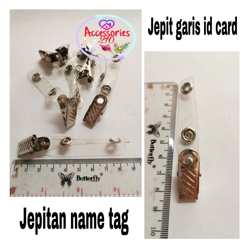Jual [100pcs] jepit garis id card / jepitan name tag nikel | Shopee ...