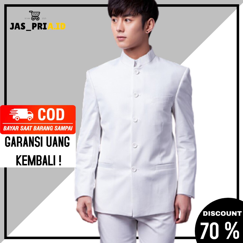 Jual JAS MANDARIN PUTIH JAS PRIA JAS FORMAL | Shopee Indonesia