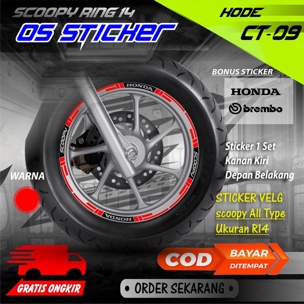 Jual OS CT-09 Stiker Cutting Sticker Velg Scoopy R14 All Type Racing ...